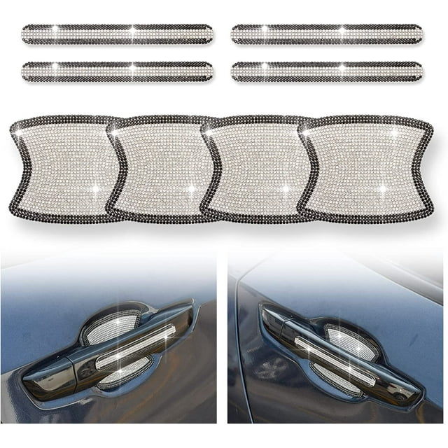 8 Pieces Shiny Rhinestone Car Door Handle Paint Scratch Protector ...