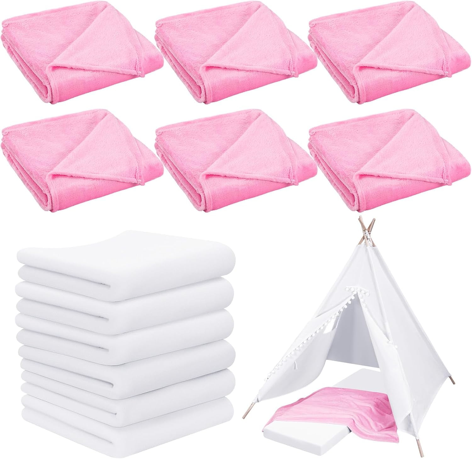 8 Pieces Sleepover Party Supplies Include Soft Throw Blankets Air ...