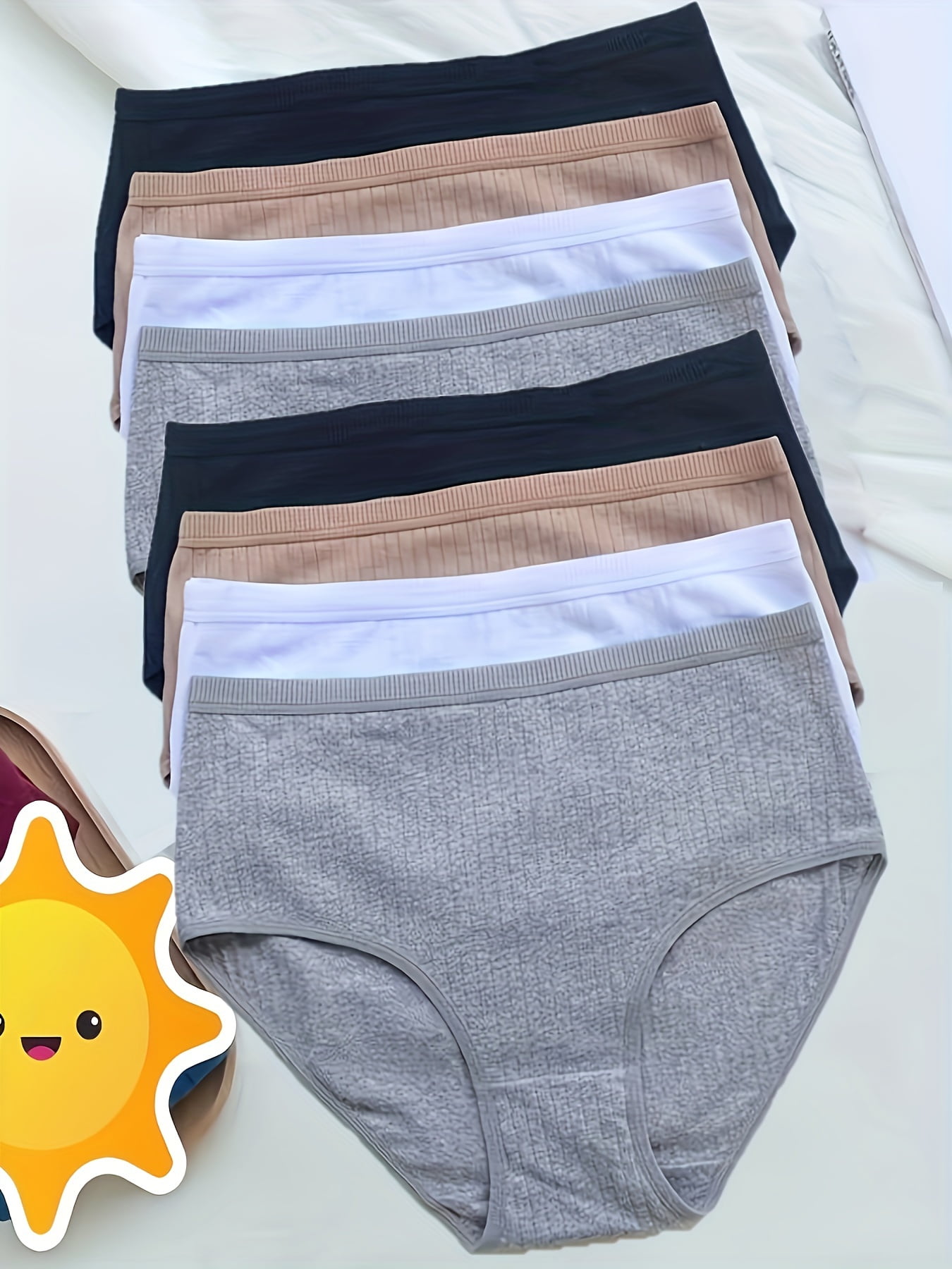 8 Pieces Solid Color Simple High Waisted Triangles, Comfortable and ...