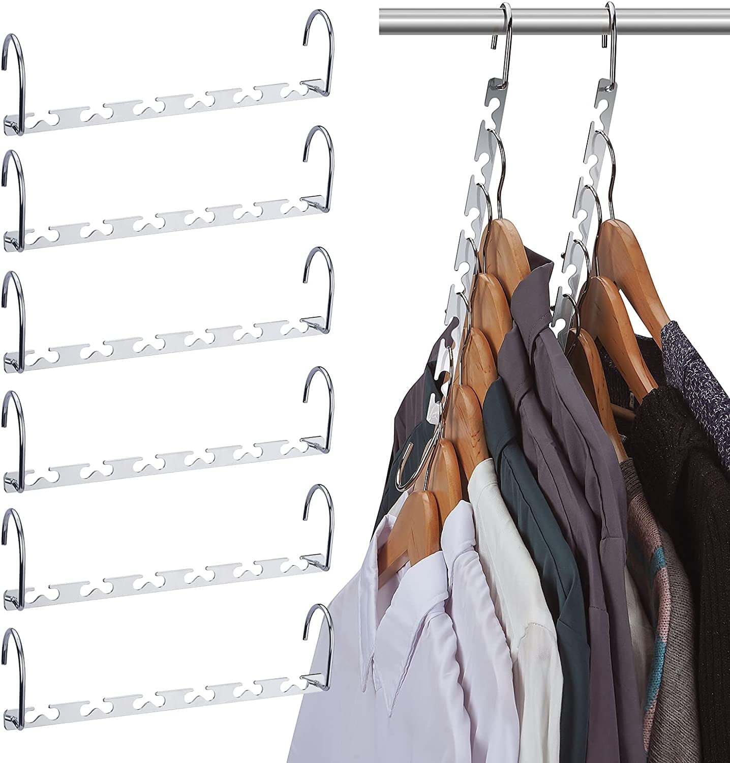 8 Pieces Space Saving Hangers Multifunctional Clothes Hangers Stainless ...