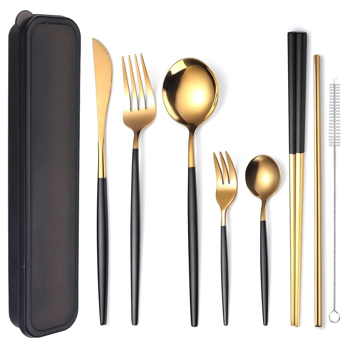 8 Pieces Stainless Steel Flatware Set Portable Reusable Cutlery Set ...