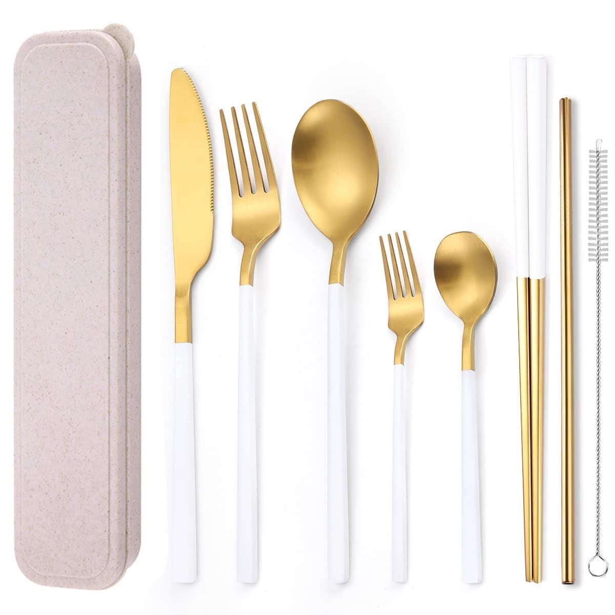 8 Pieces Stainless Steel Flatware Set Portable Reusable Cutlery Set ...