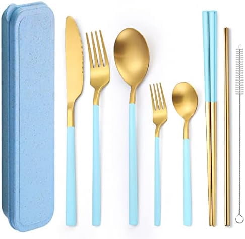 8 Pieces Stainless Steel Flatware Set Portable Reusable Cutlery Set ...