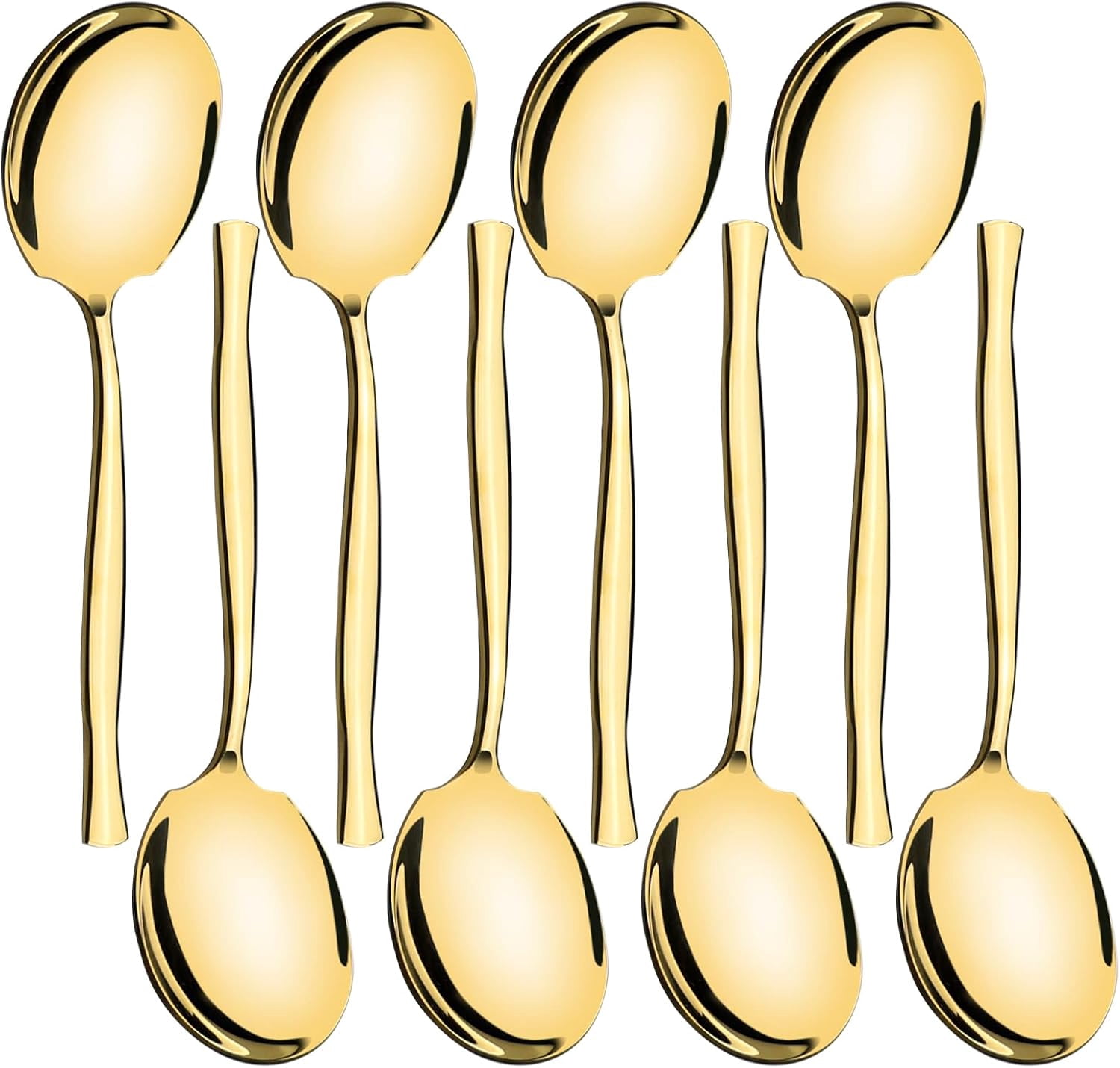 8 Pieces Stainless Steel Serving Spoons, Gold Banquet Serving Spoons ...