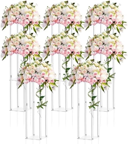 8 Pieces Tall Acrylic Vase Wedding Centerpieces Clear Flower Stand ...