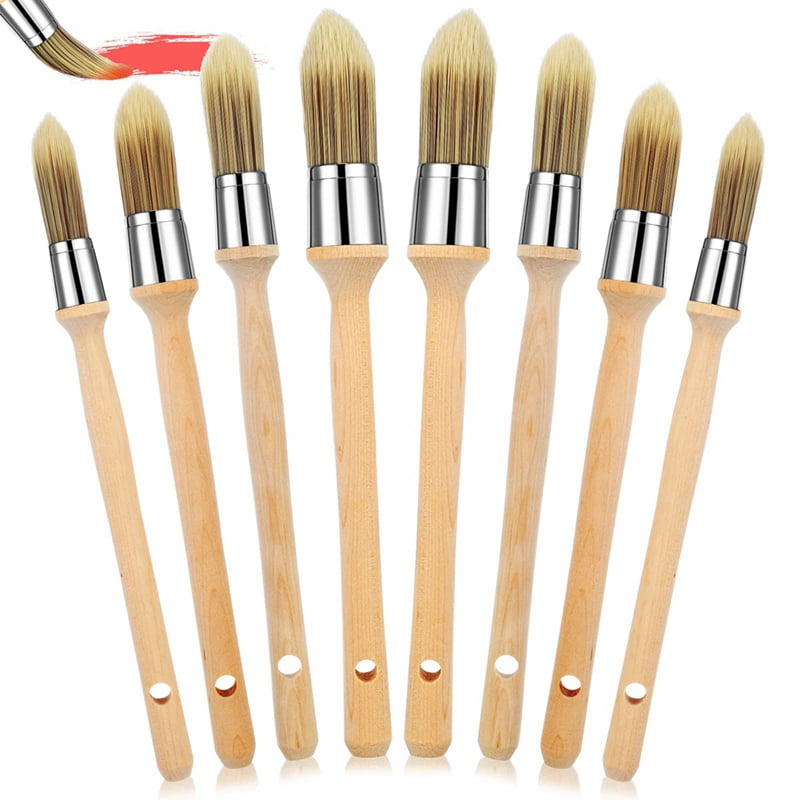 8 Pieces Trim Paint Brush with Wooden Handle Round Edge Painting Tool ...