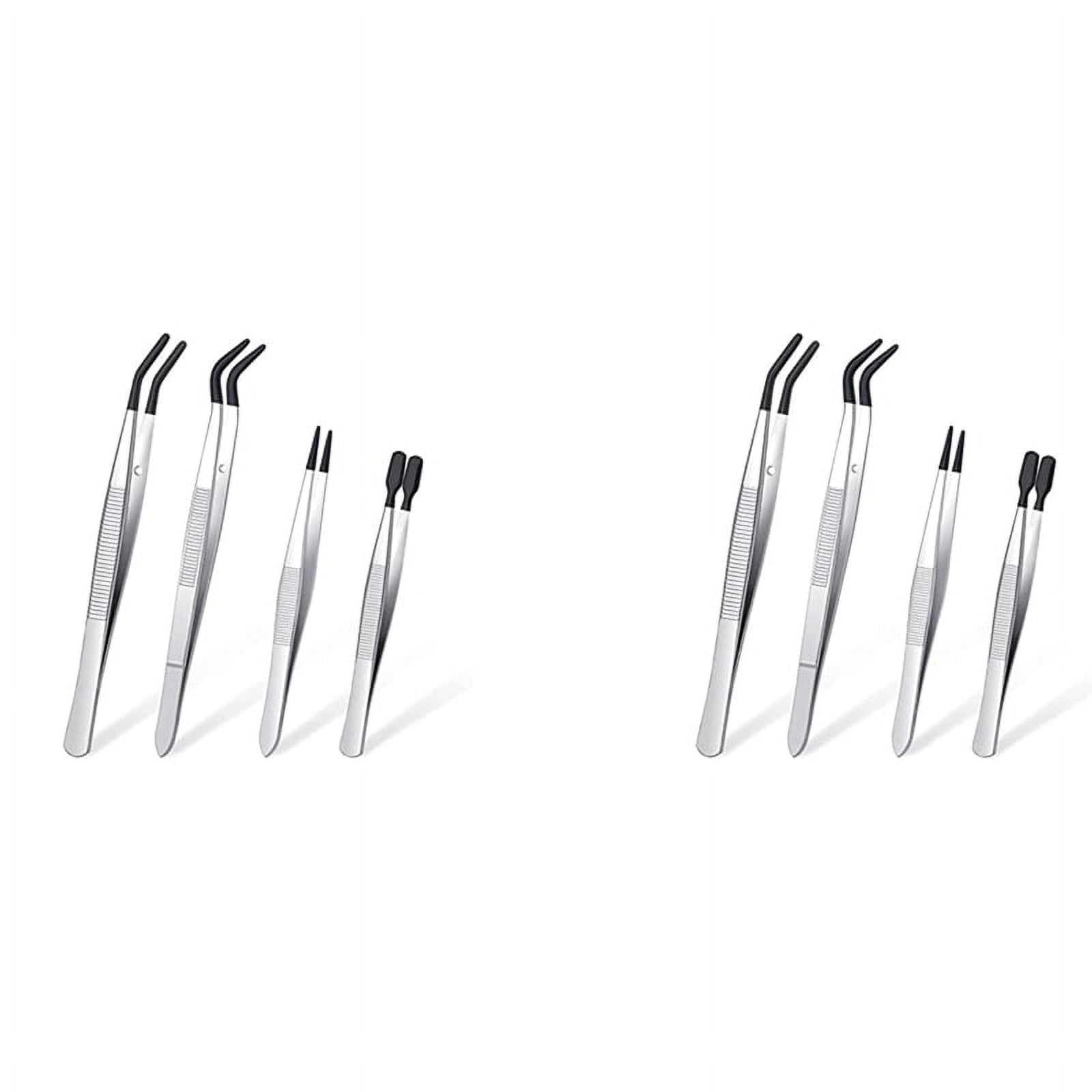 8 Pieces Tweezers Set with Rubber Tips Tweezers PVC Coated Tweezers ...