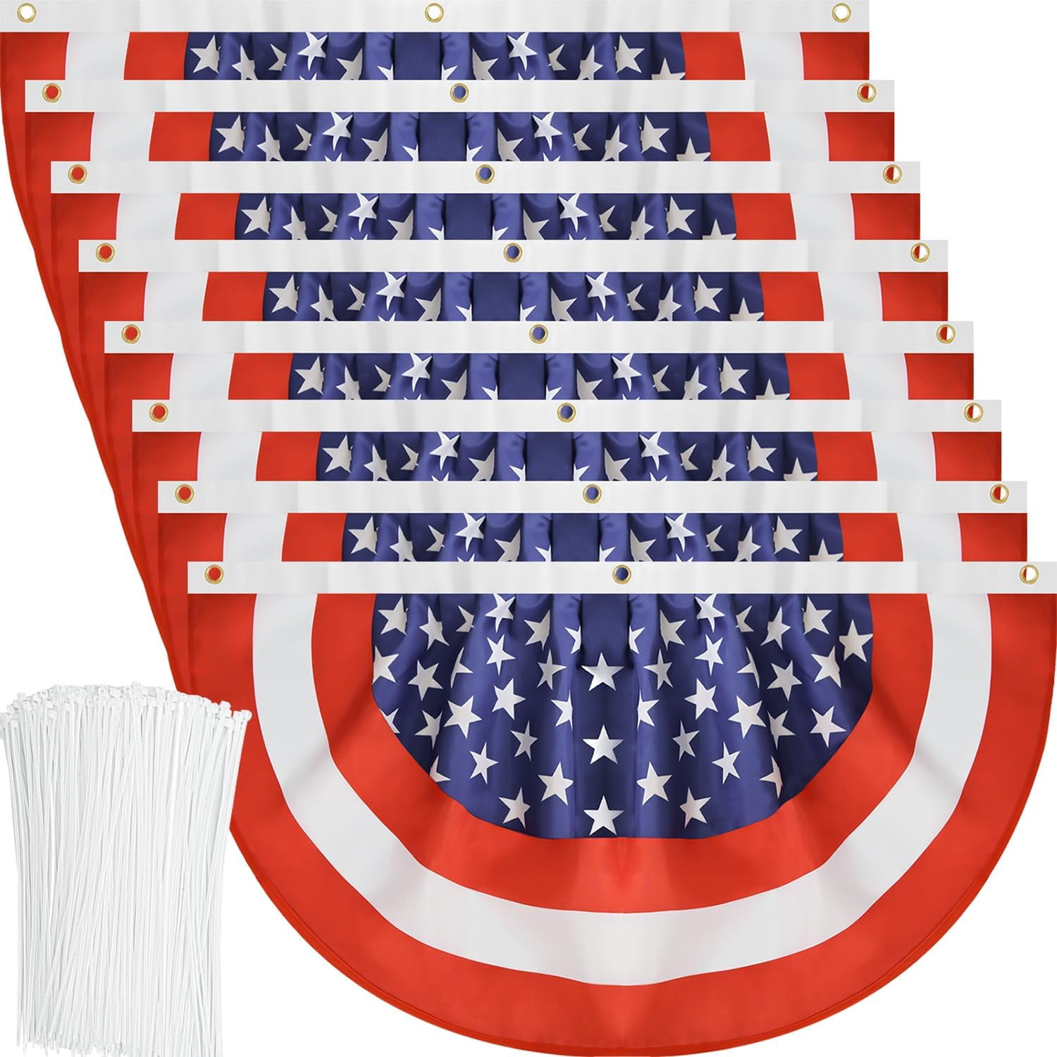 8 Pieces USA Bunting Flag Patriotic Pleated Fan Flag American Flags ...