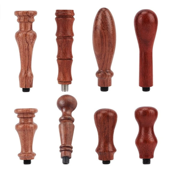 8 Pieces Wax Seal Stamp Handles Universal Thread Head Wooden Handle for ...