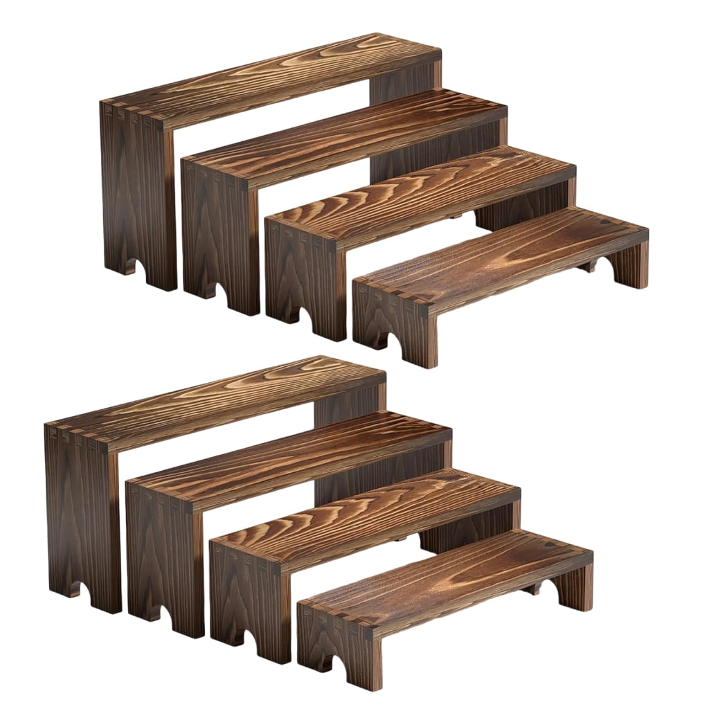 8 Pieces Wood Desktop Display Racks Multi Levels Storage Shelves for ...