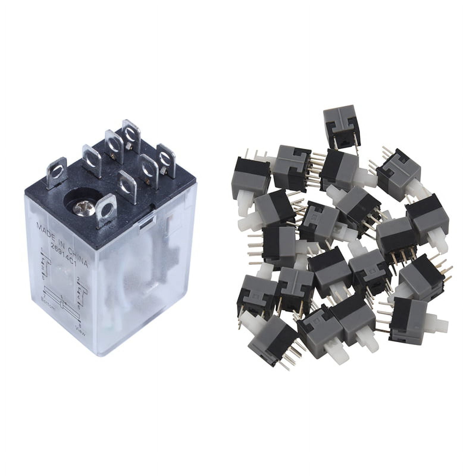 8-Pin LED Electromagnetic Relay 1 Pcs with 6 Pin DPDT Latching Tact ...
