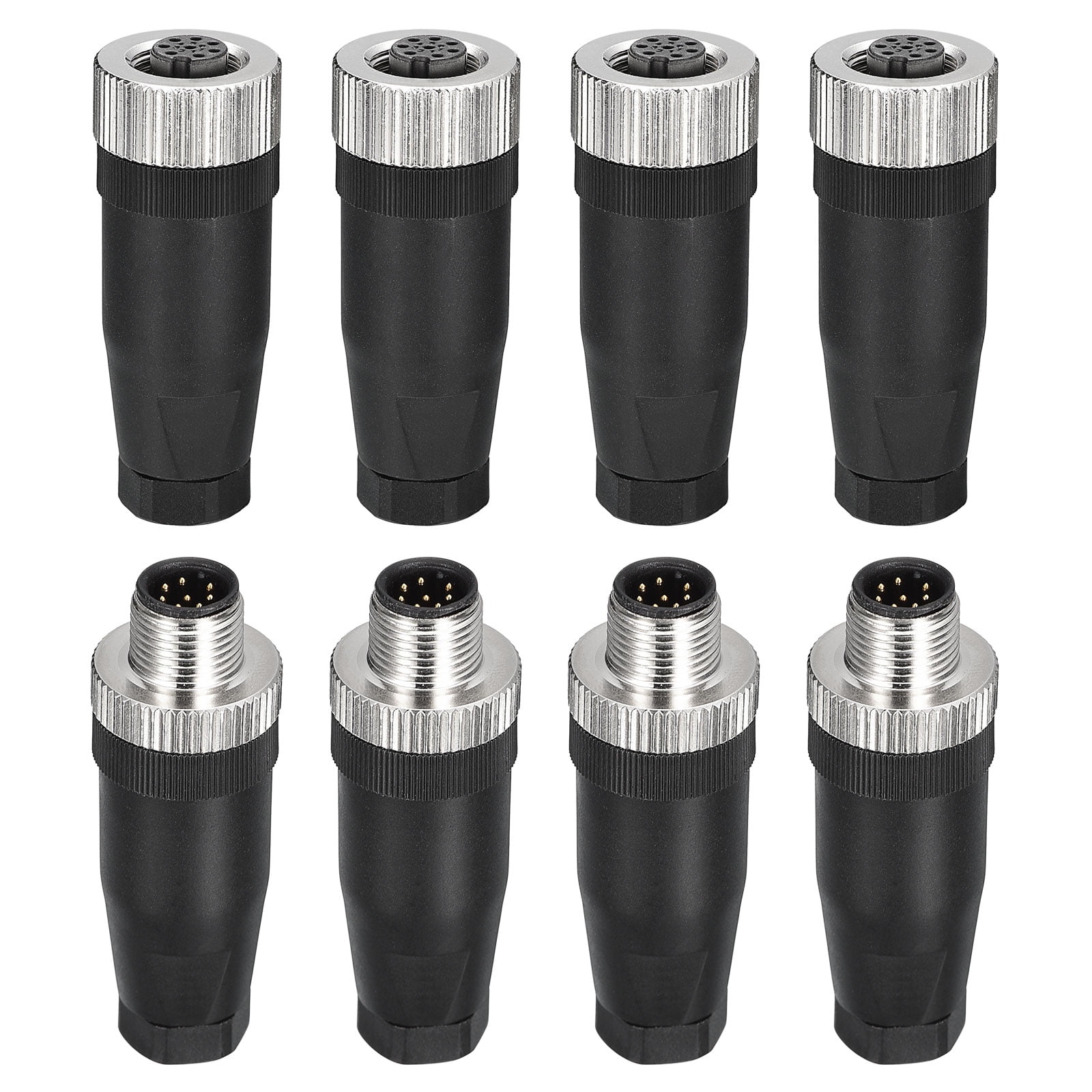 8 Pin M12 Male & Female Aviation Wire Connector, 4 Set Waterproof IP67 ...