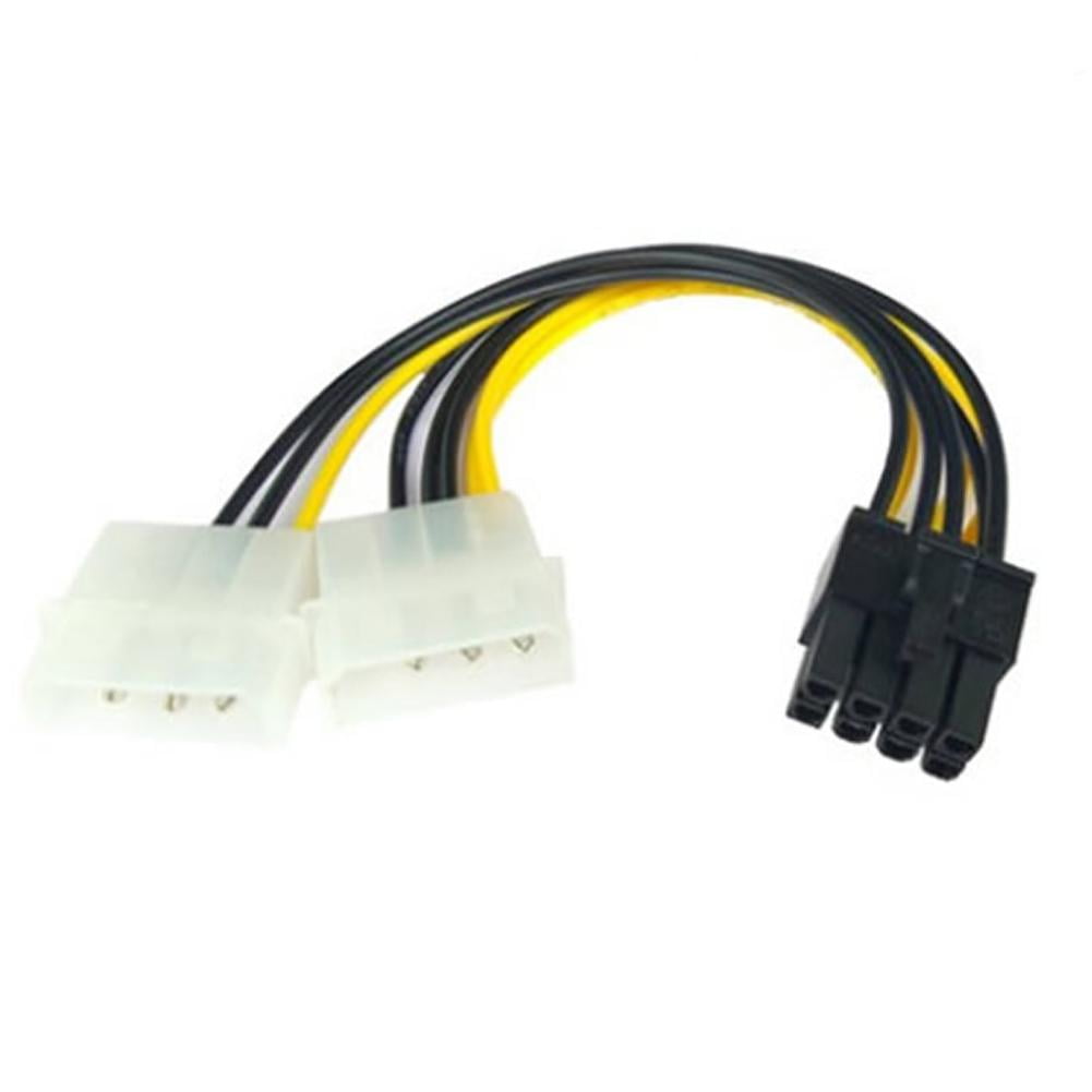 8 Pin PCI Express Male To Dual LP4 4Pin Molex IDE Power Cable Adapter ...