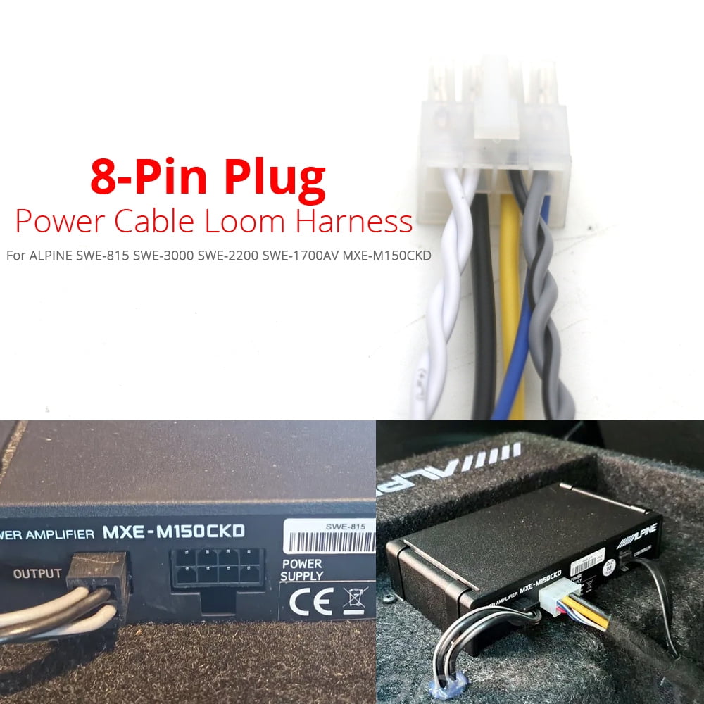 8 Pin Plug Car Stereo Amplifier Power Harness Lead RCA Cable Adapter ...