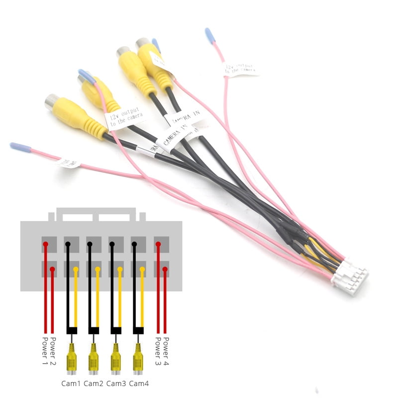 8 Pin USB 12 Pin Car RCA Rear View 360掳 Backup Camera Video Input ...