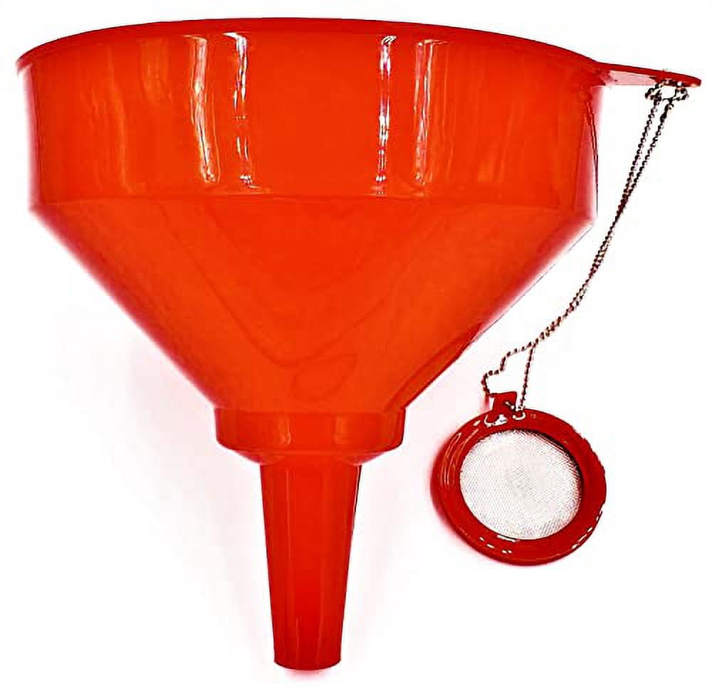 8" Plastic Brewing Cooking Oil Funnel with Attached Screen Reusable ...
