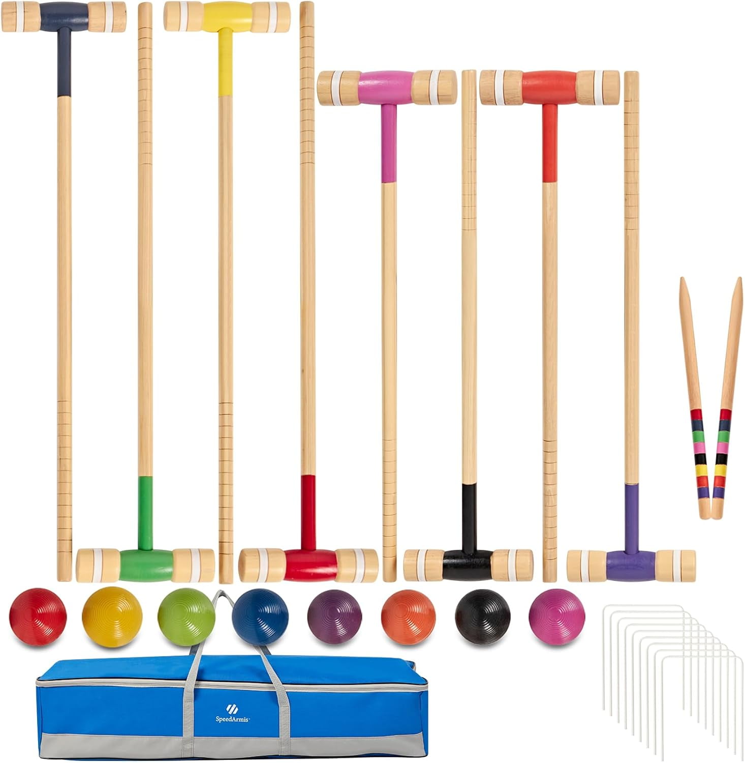 8 Players Croquet Set with 32In Regulation | 28In Standard Size Rubber ...