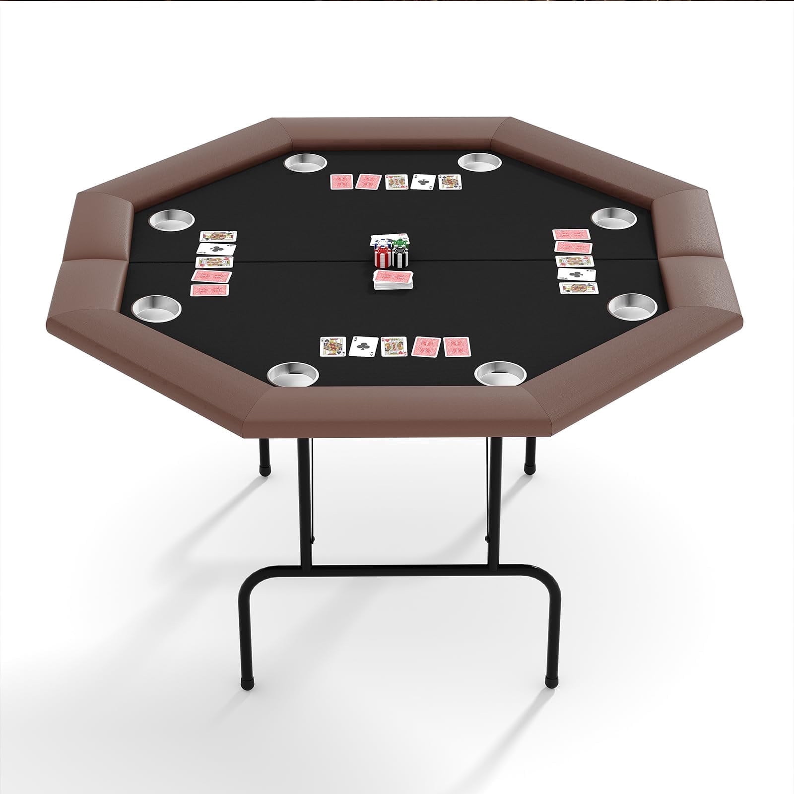 DSstyles Adult 8 Players Collapsible Poker Tables with Stainless Steel ...