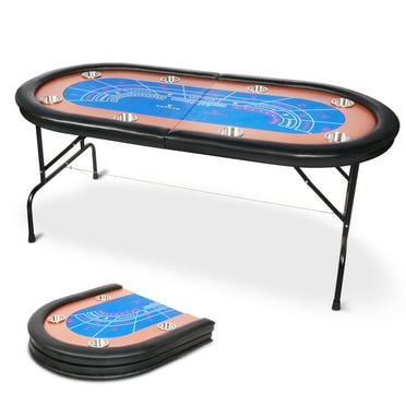 SKYSHALO Portable 8 Player Oval Foldable Poker Table, Casino Blackjack ...