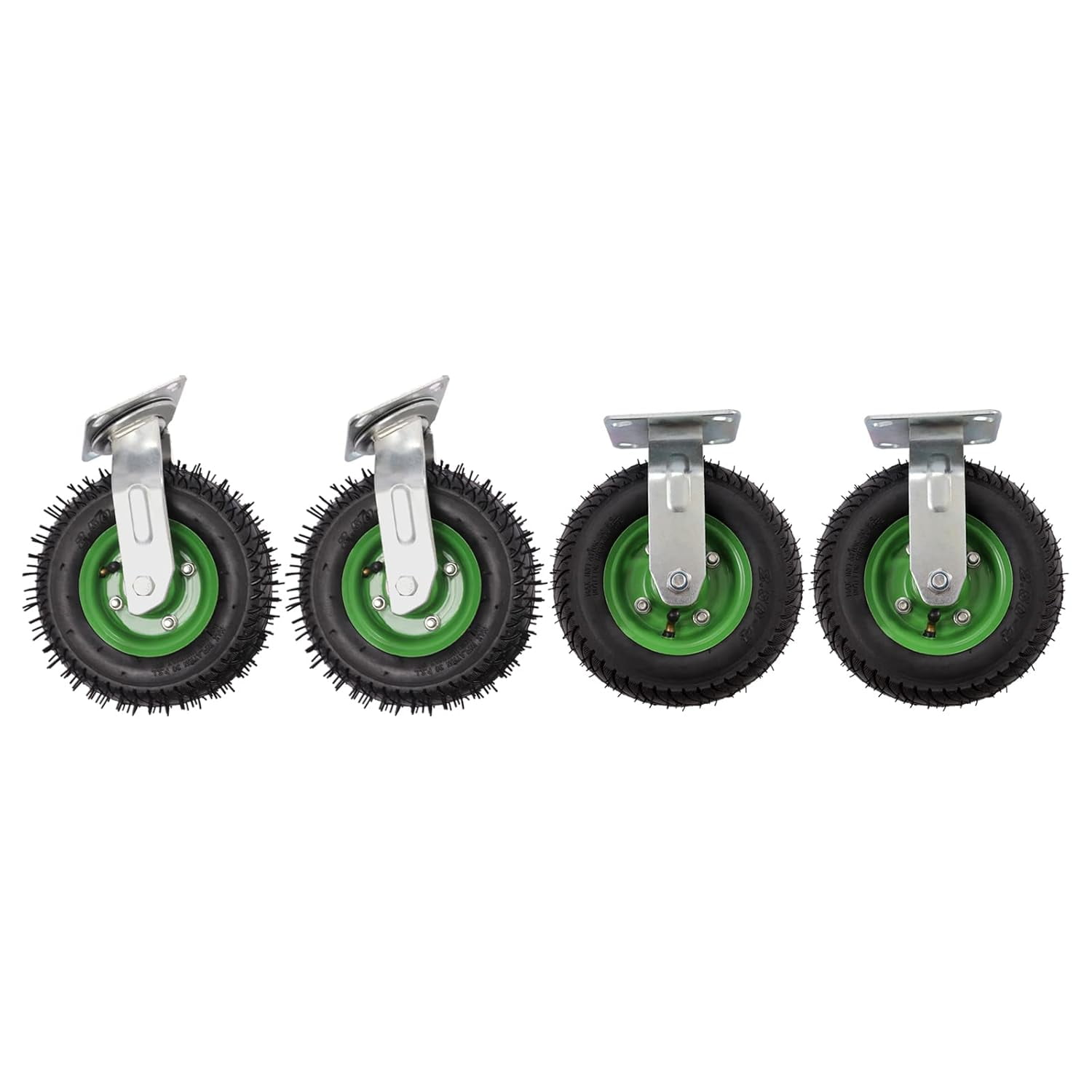 8" Pneumatic Caster Set of 4, 2 Universal Wheels/2 Directional Wheels ...