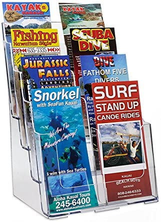 8 Pocket 4 Tier Clear Brochure Holder Organizer Counter Top or Wall ...