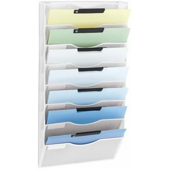 8 Pocket Mesh Hanging Wall File Organizer, Wall Mounted Mail Paper ...