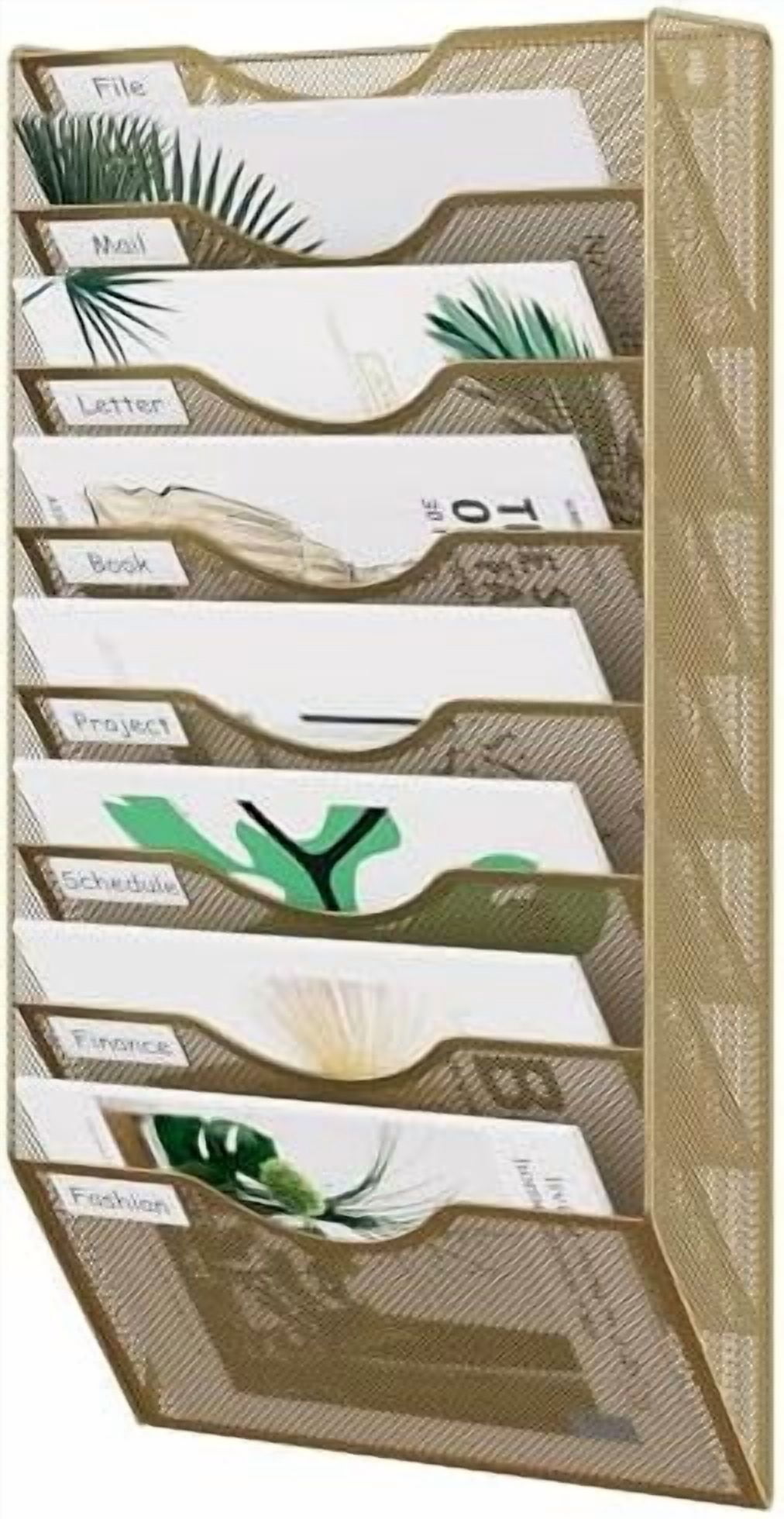 8 Pocket Mesh Wall File Organizer, Hanging Paper Folder Holder with ...