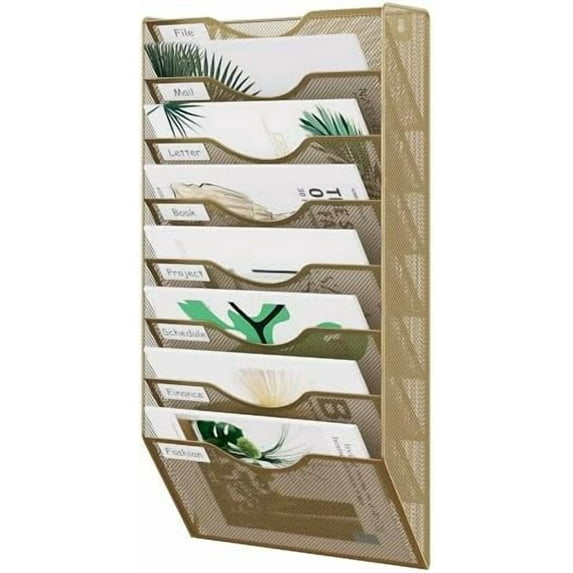 8 Pocket Mesh Wall File Organizer, Hanging Paper Folder Holder with ...
