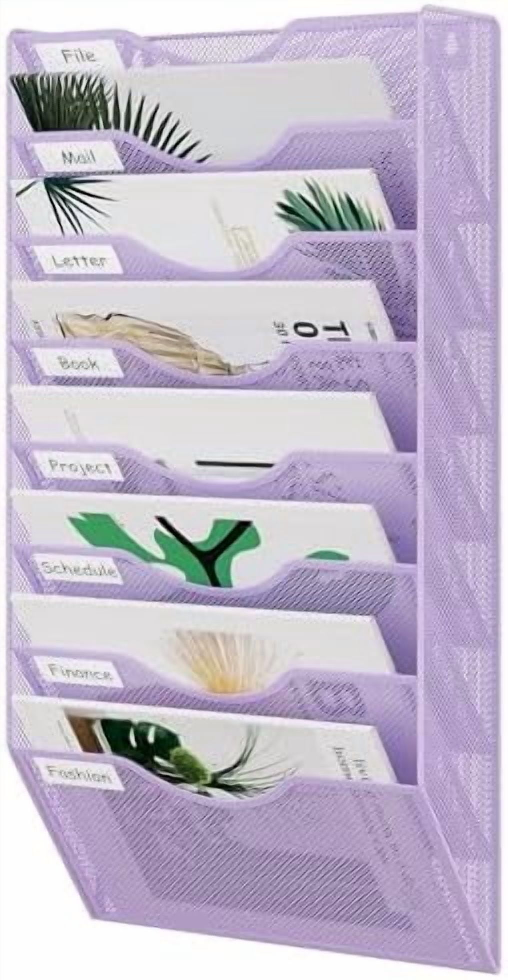8 Pocket Mesh Wall File Organizer, Hanging Paper Folder Holder with ...