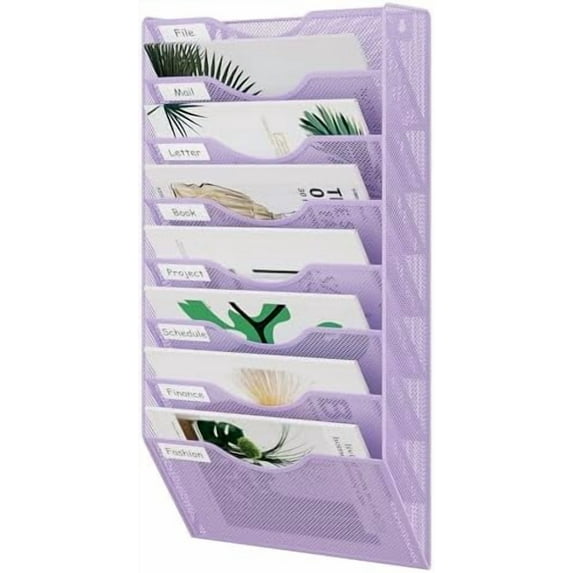 8 Pocket Mesh Wall File Organizer, Hanging Paper Folder Holder with ...