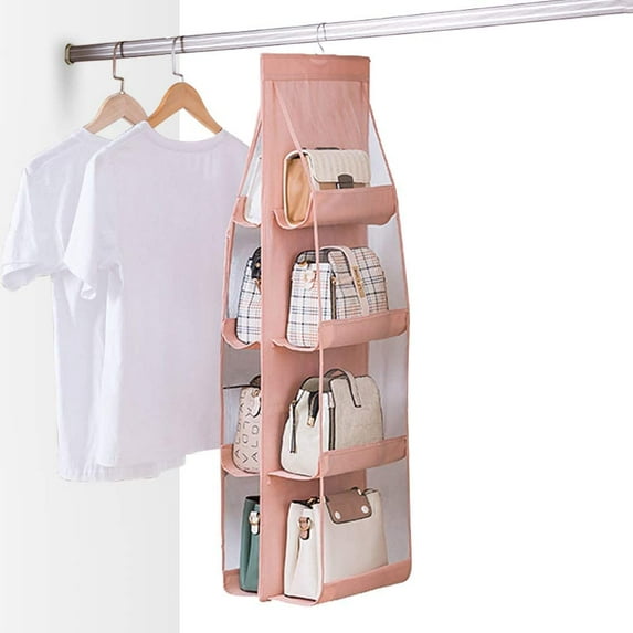 8 Pockets Hanging Purse Handbag Organizer Clear Hanging Shelf Bag ...