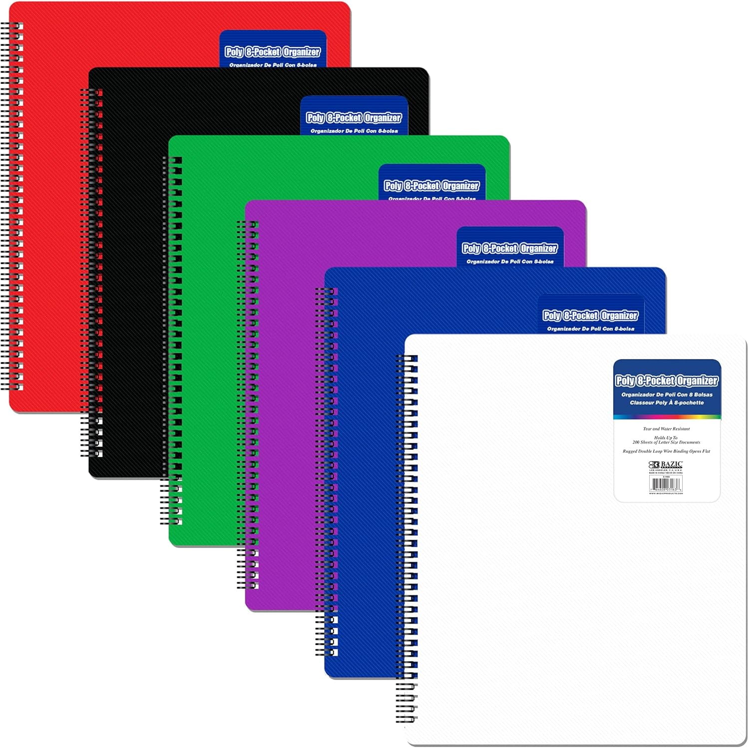 8 Pockets Poly Folder Portfolio, Letter Size Plastic Folders Holder for ...