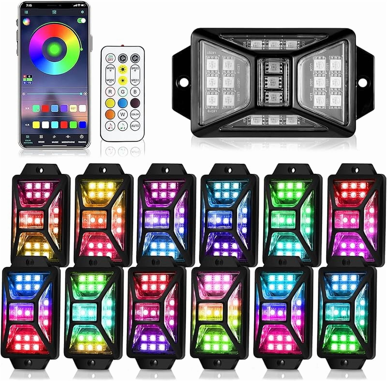 8 Pods Full Angle RGB Rock Lights Compatible with 12V-24V Trucks Jeep ...