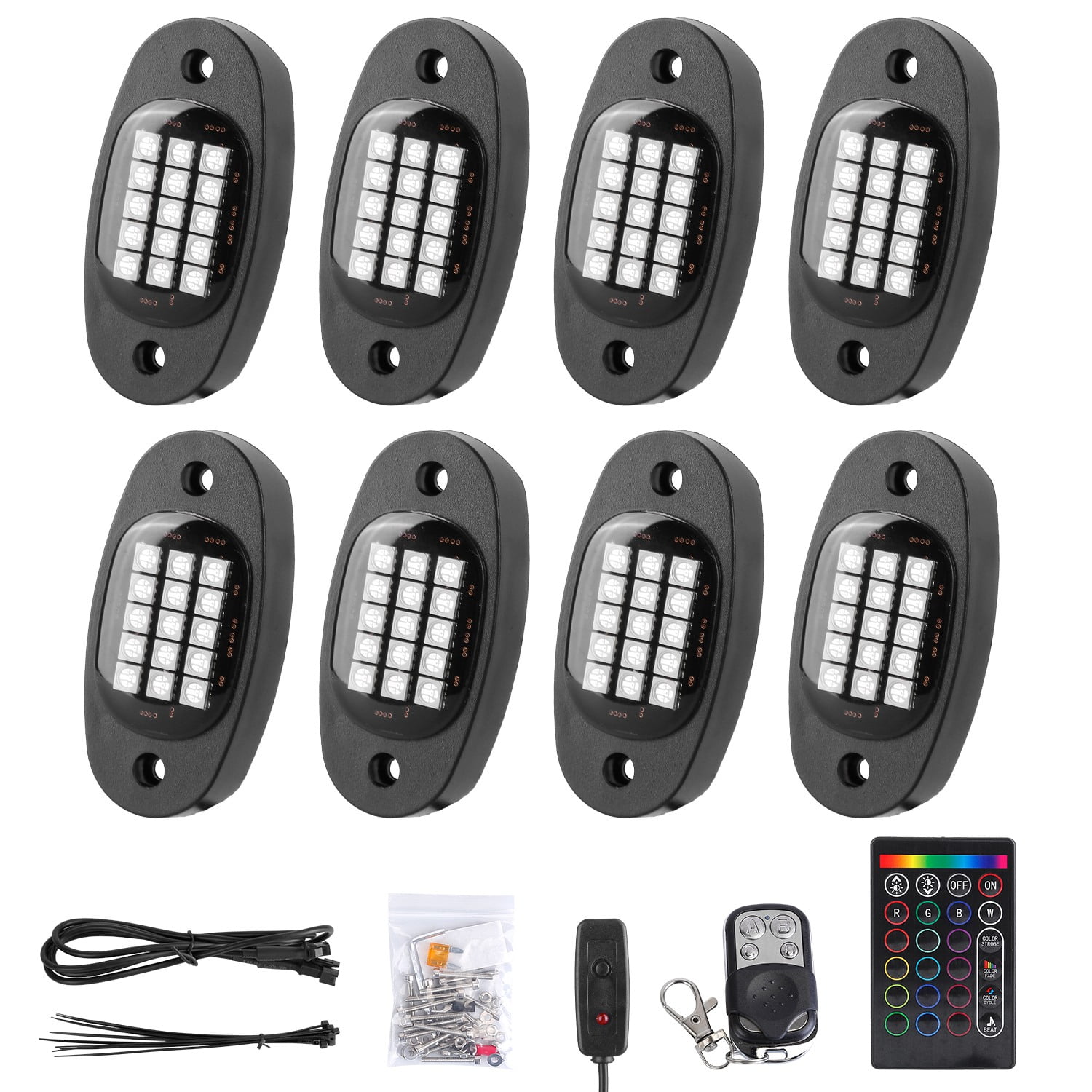 8 Pods RGB LED Rock Light, TeqHome RGB LED Neon Lights Kit with APP ...