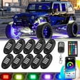 8 Pods RGB LED Rock Lights for Jeep Trucks Golf Cart ATV UTV RZR SUV Offroad Pickup, Waterproof ...