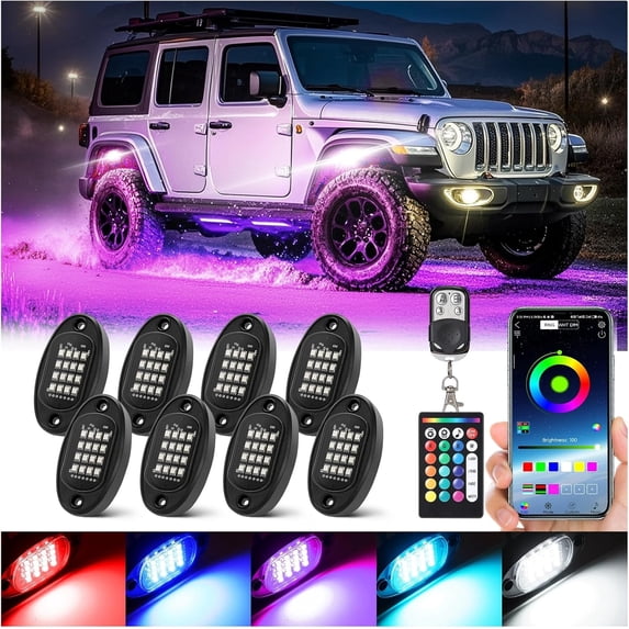 8 Pods Rock Lights for Jeeps Golf Cart Offroad ATV UTV RZR SXS ...