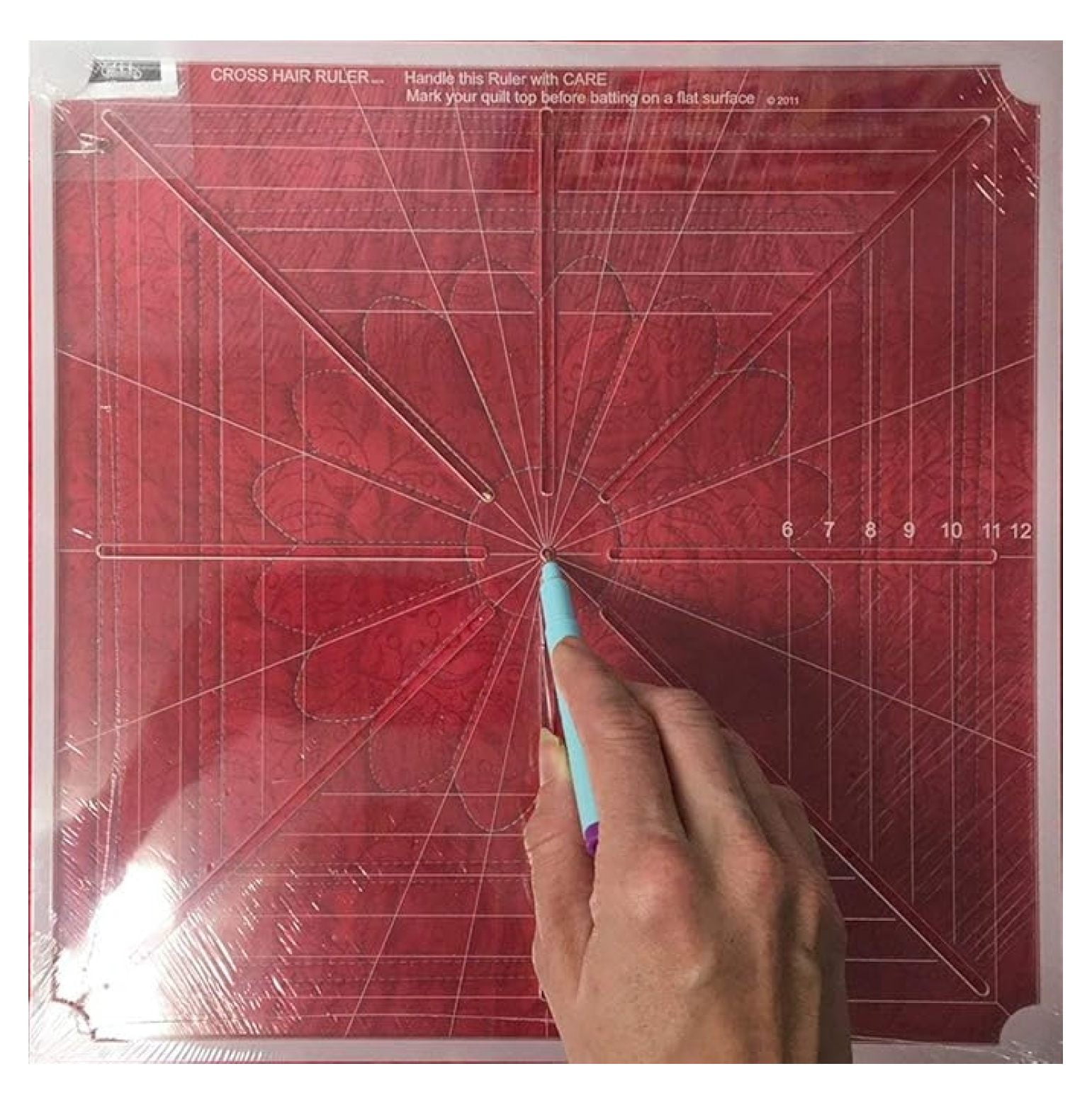 8 Point Crosshair Ruler - 8.5" x 8.5" Quilting Ruler for Accurate ...