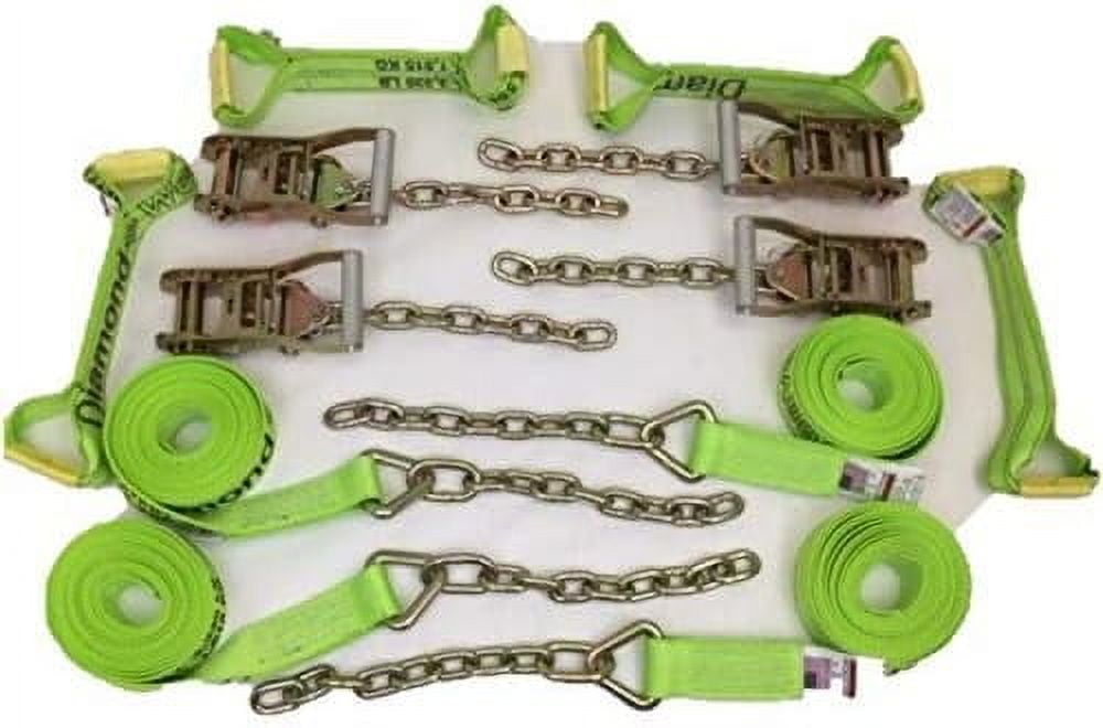 8 Point Heavy Duty Hi Viz Diamond Weave 18' Strap Kit for Rollback ...