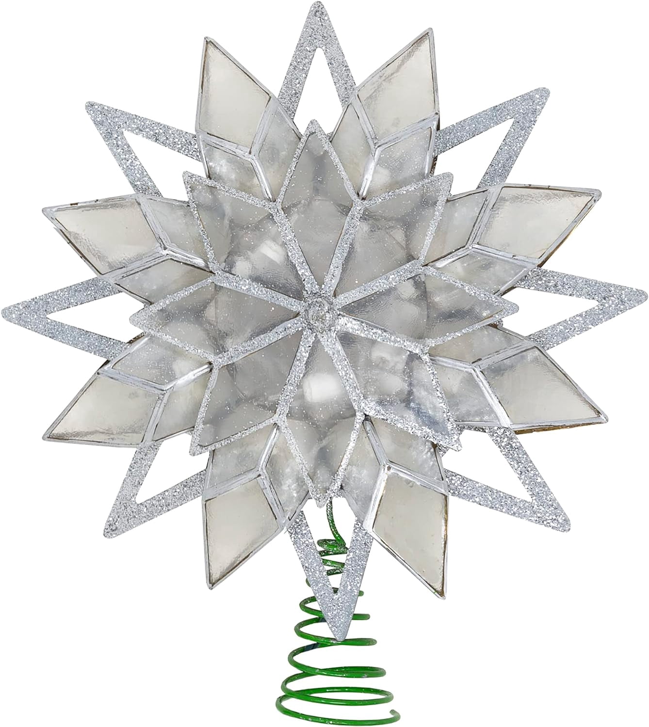 8-Point Silver Glitter Capiz Star Tree Topper - Walmart.com