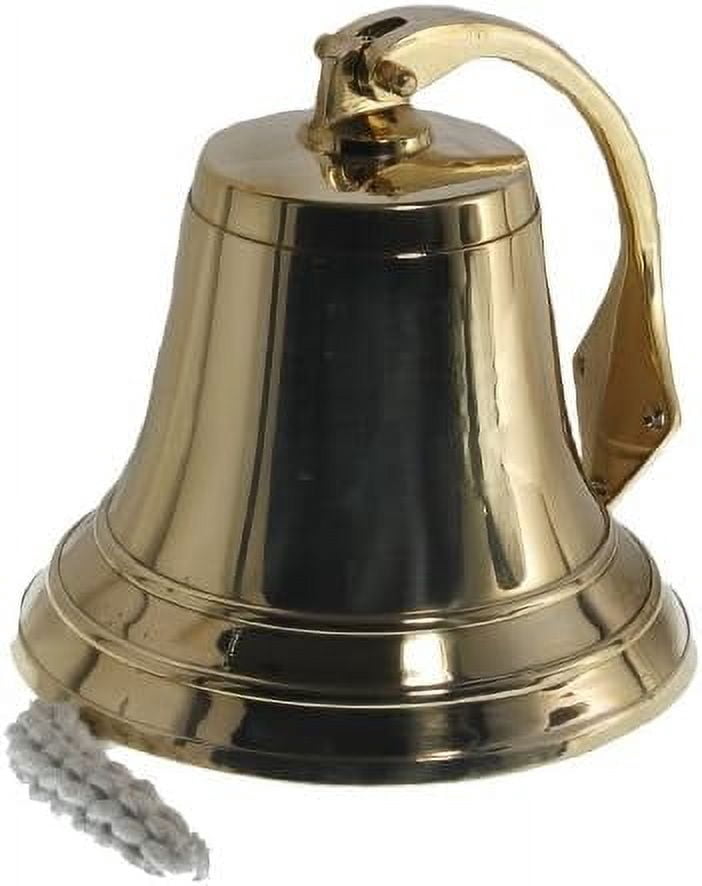 8" Polished Brass Dinner Bell - Nautical Ship Decor - Walmart.com