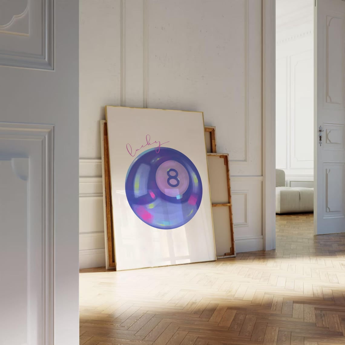 8 Pool Ball Preppy Poster Lucky8 Ball Wall Art Trendy Bar Cart Poster ...