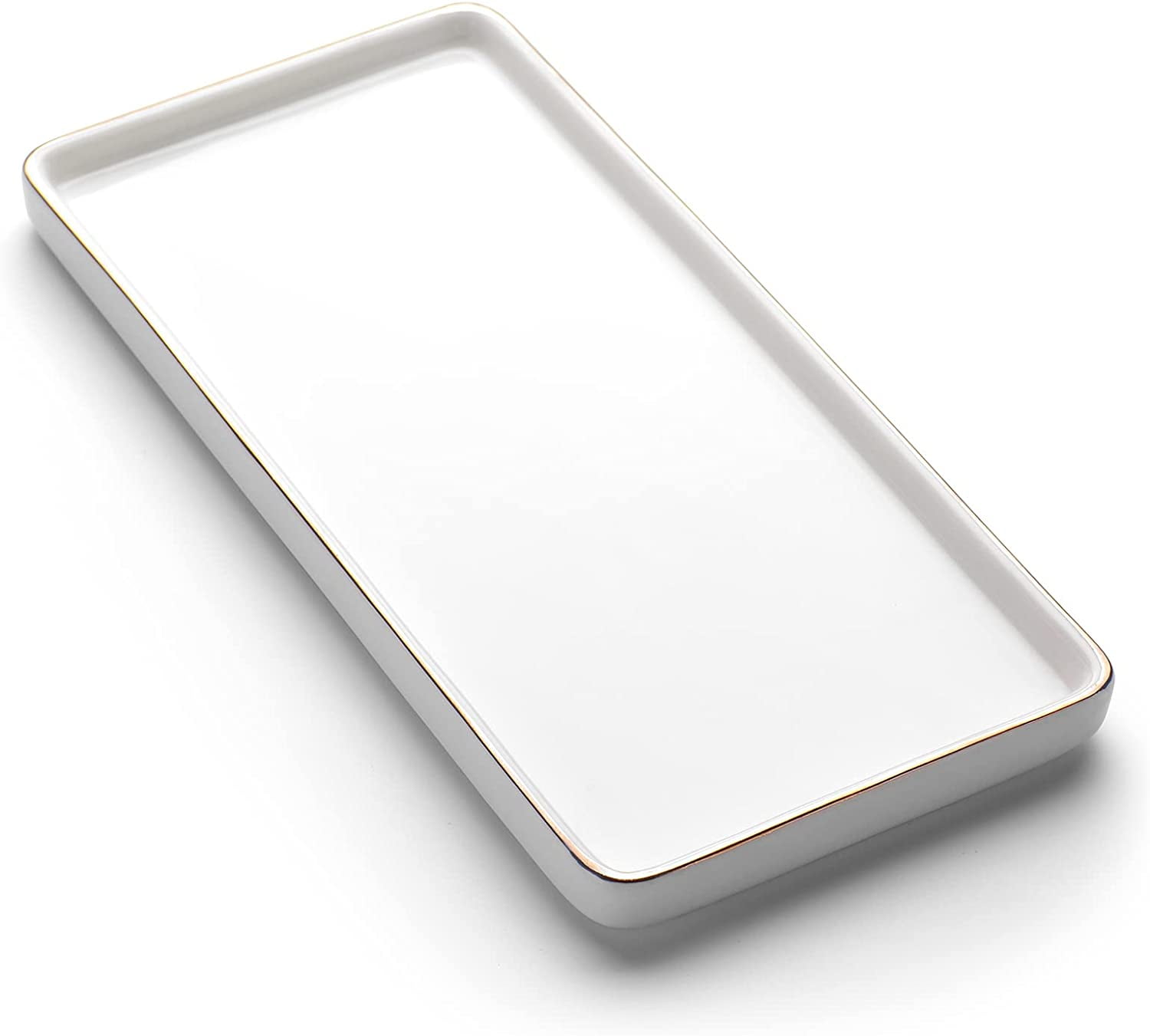 8" Porcelain Bathroom Tray for Counter - White Ceramic Vanity Tray for ...