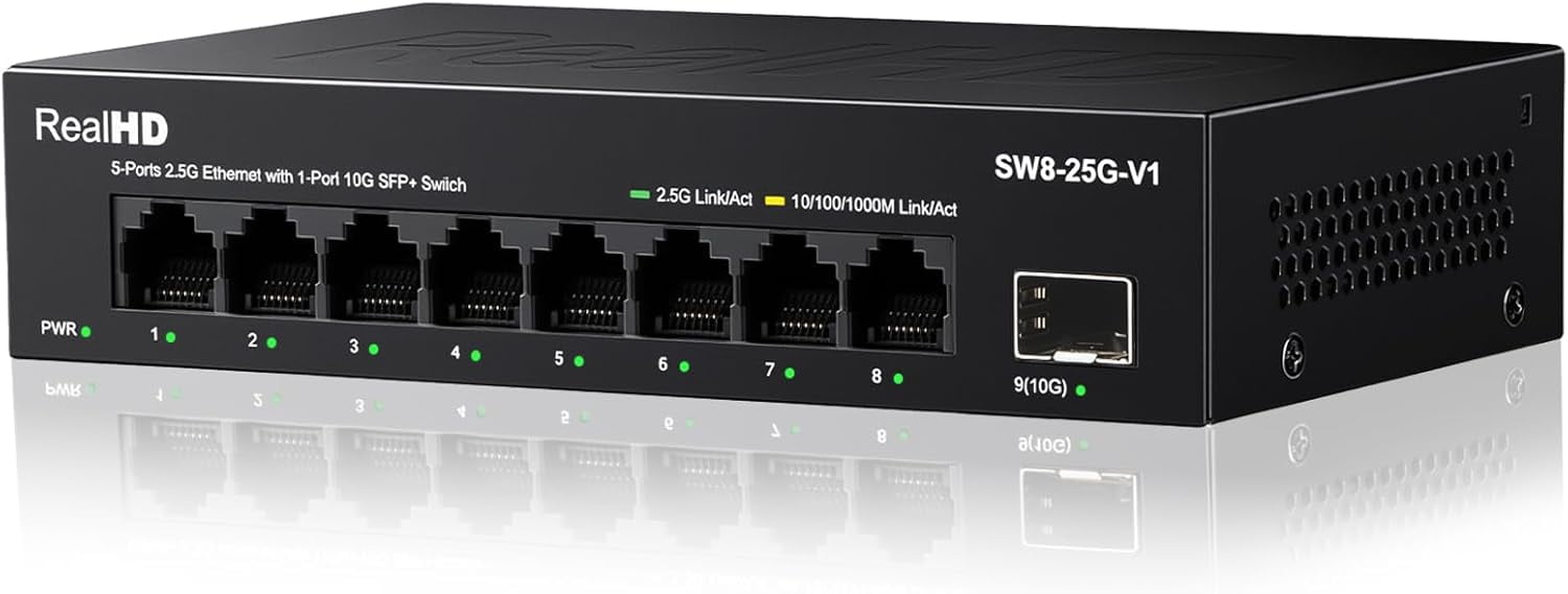 8 Port 2.5G Ethernet Switch Unmanaged Network Switch with 8 x 2.5 ...