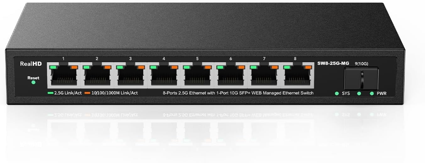 8 Port 2.5Gb Web Managed Ethernet Network Switch with 8 x 2.5 Gigabit ...