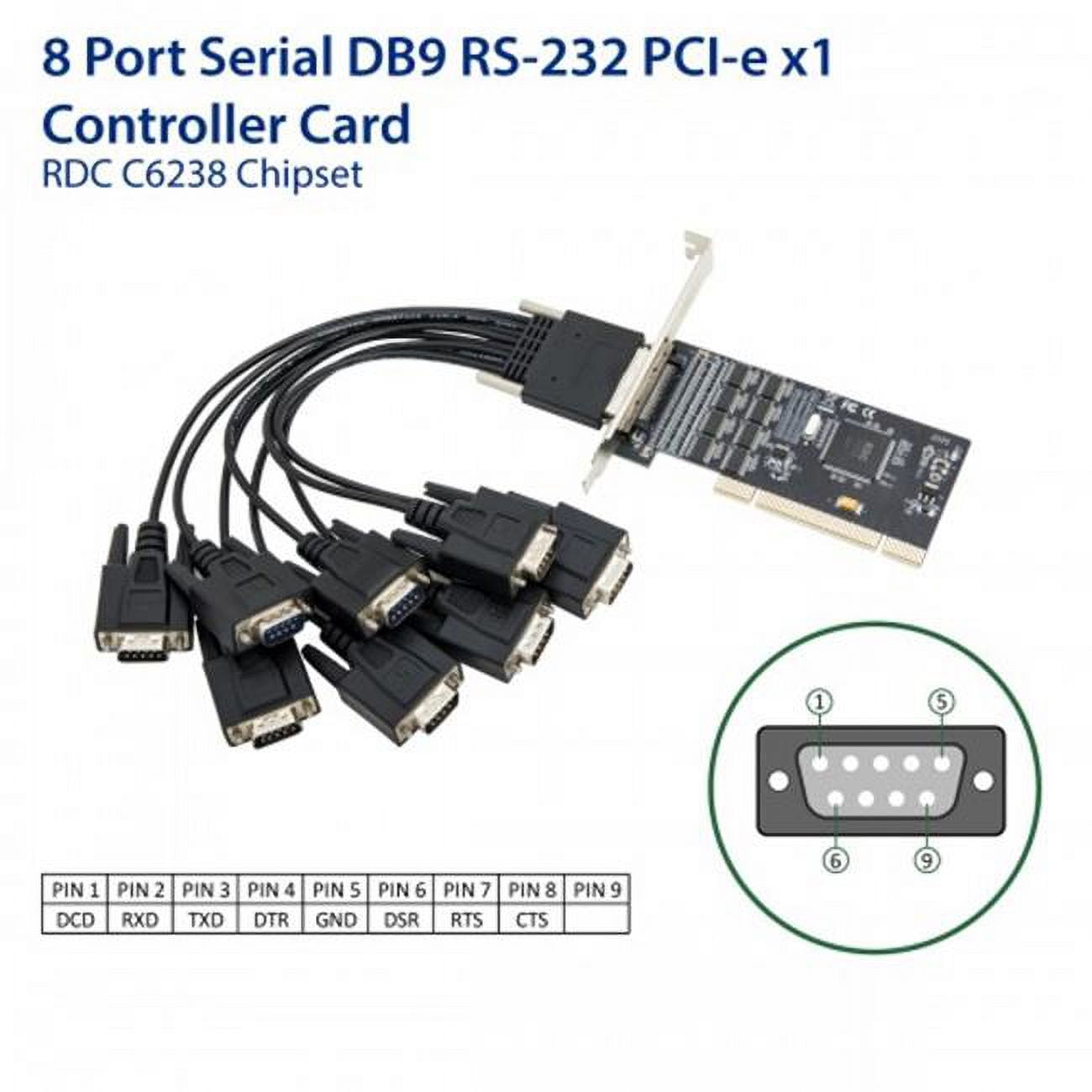 8 Port Serial DB9 RS-232 PCI Controller Card - Walmart.com