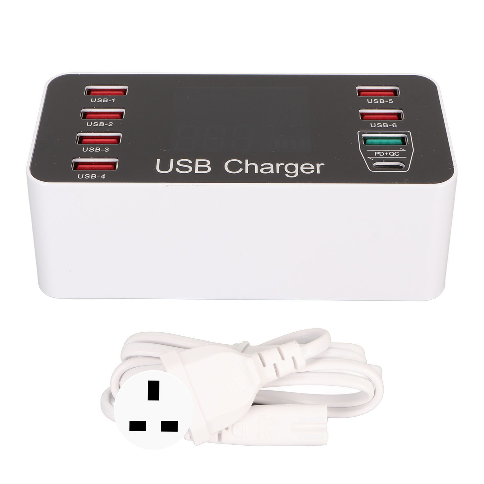 8 Port Smart Fast Desktop Hub with LED Screen 100?240V QC 3.0 USB Type ...