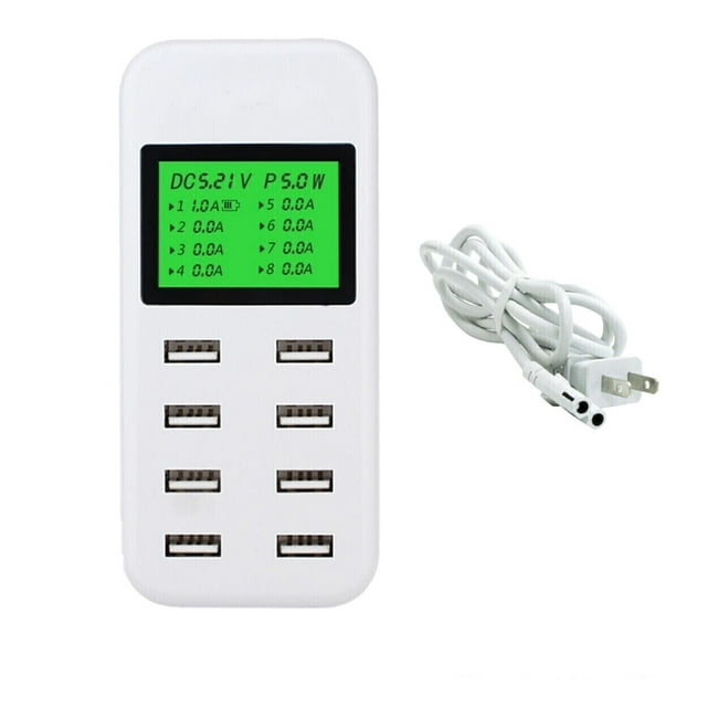 8-Port Smart Multi USB AC Wall Charging Station Fast Charger Hub LCD ...
