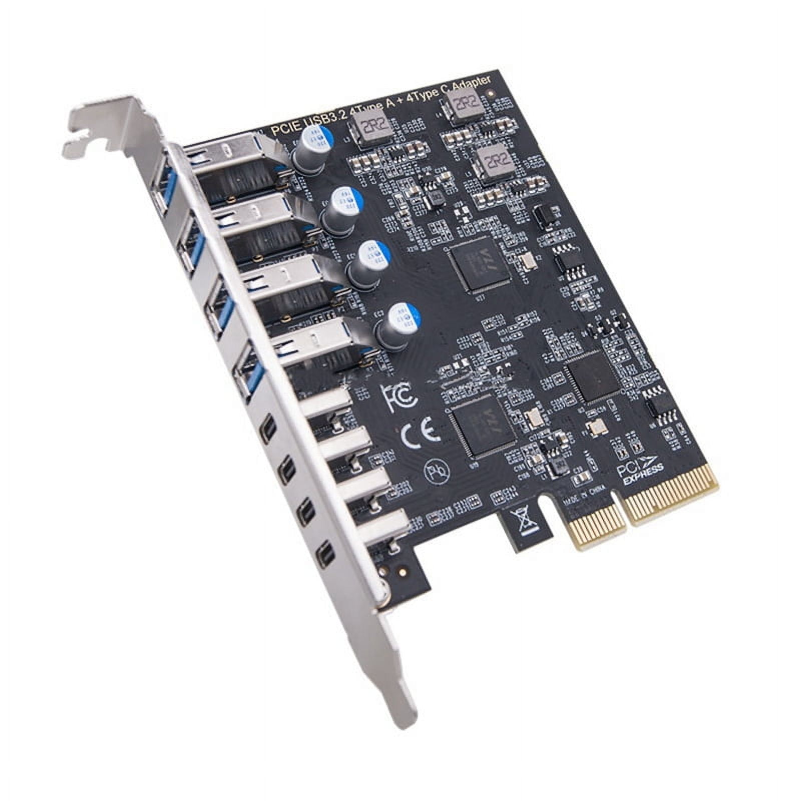 8 Port USB 3.2 PCI-E Expansion Card Adapter Card 20Gbps 4 Type-C+4 Type ...