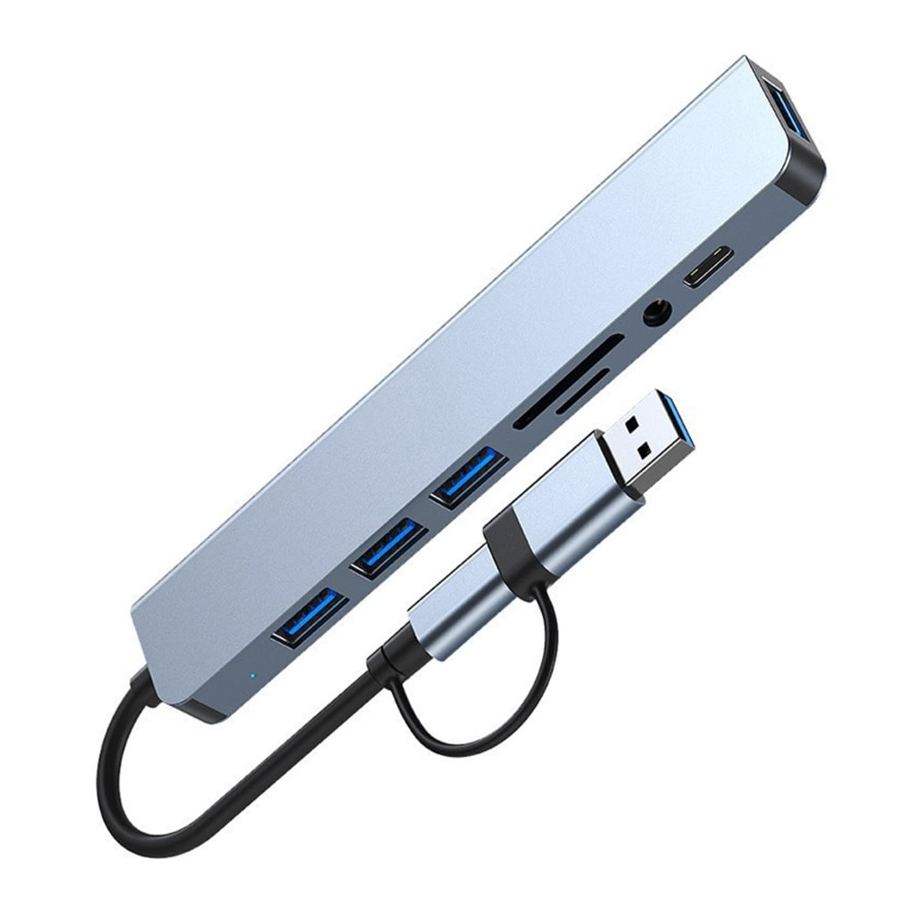 8-Port USB C Adapter with USB Port Small Card Reader Headphone Port and ...
