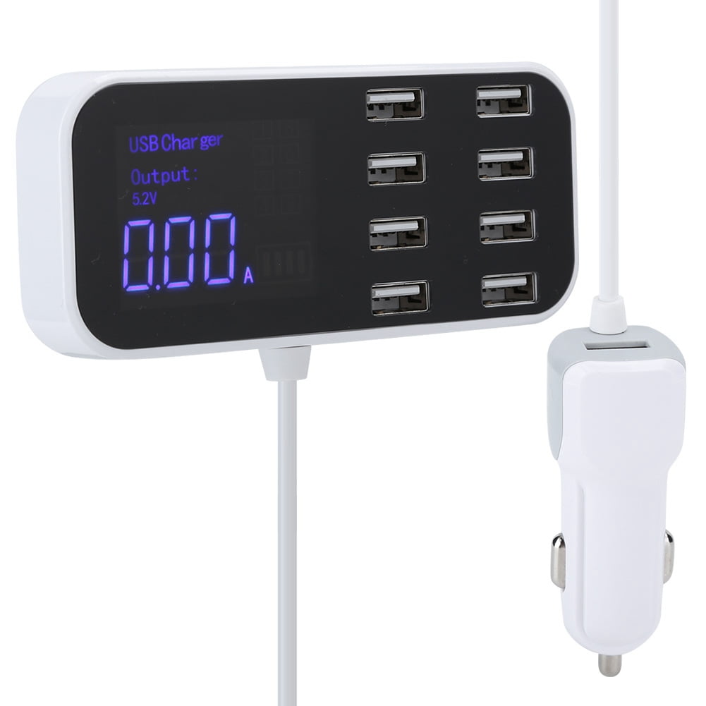 8 Ports Quick Car Charger Multiple USB Charging Station Digital Display ...